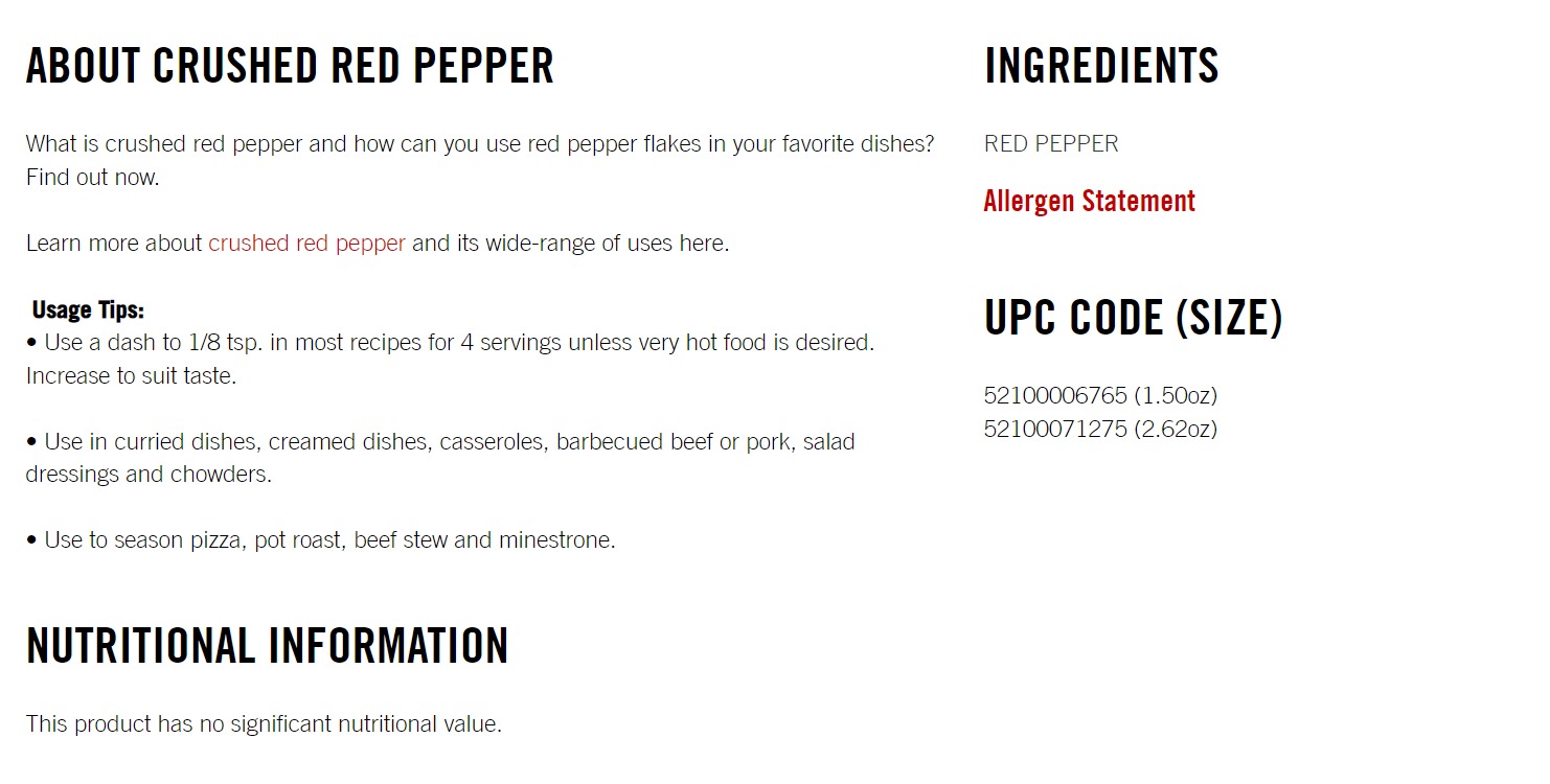 McCormick Crushed Red Pepper - Weee!