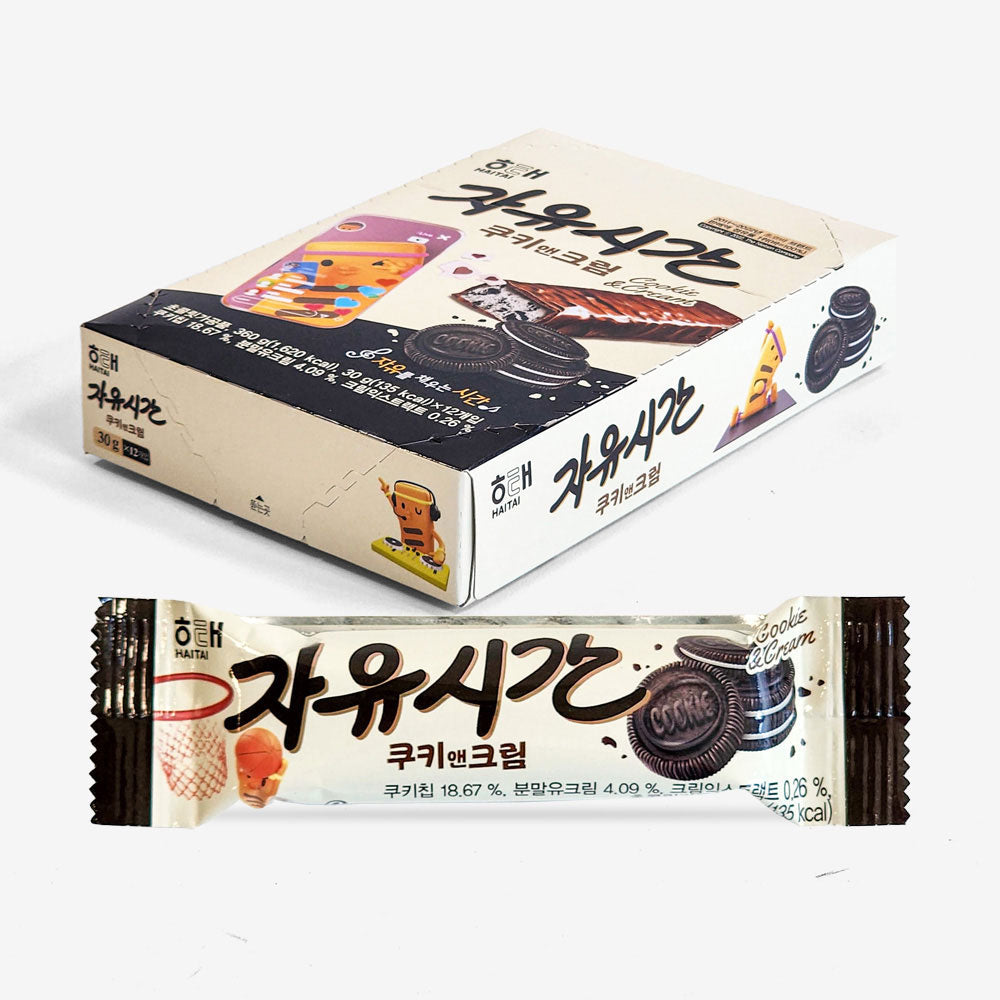 Get Haitai Free Time Chocolate Bar Cookie & Cream 30g x 12p Delivered ...
