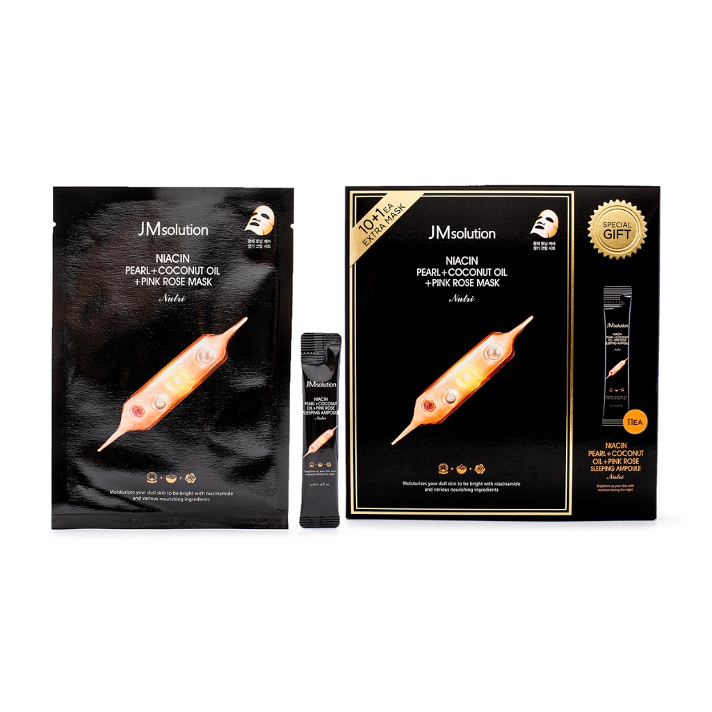 Get JM Solution Niacin Pearl+Coconut Oil+Pink Rose Mask Nutri 11 Sheets ...