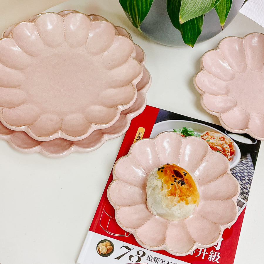 Rokuro日本小兵粉引花盤 - 蜜桃粉 16cm / 6.3" - Weee!