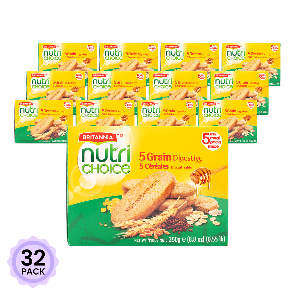 Get Britannia Nutri Choice, 5 Grain Digestive Biscuits 7.05 oz*32 pack ...