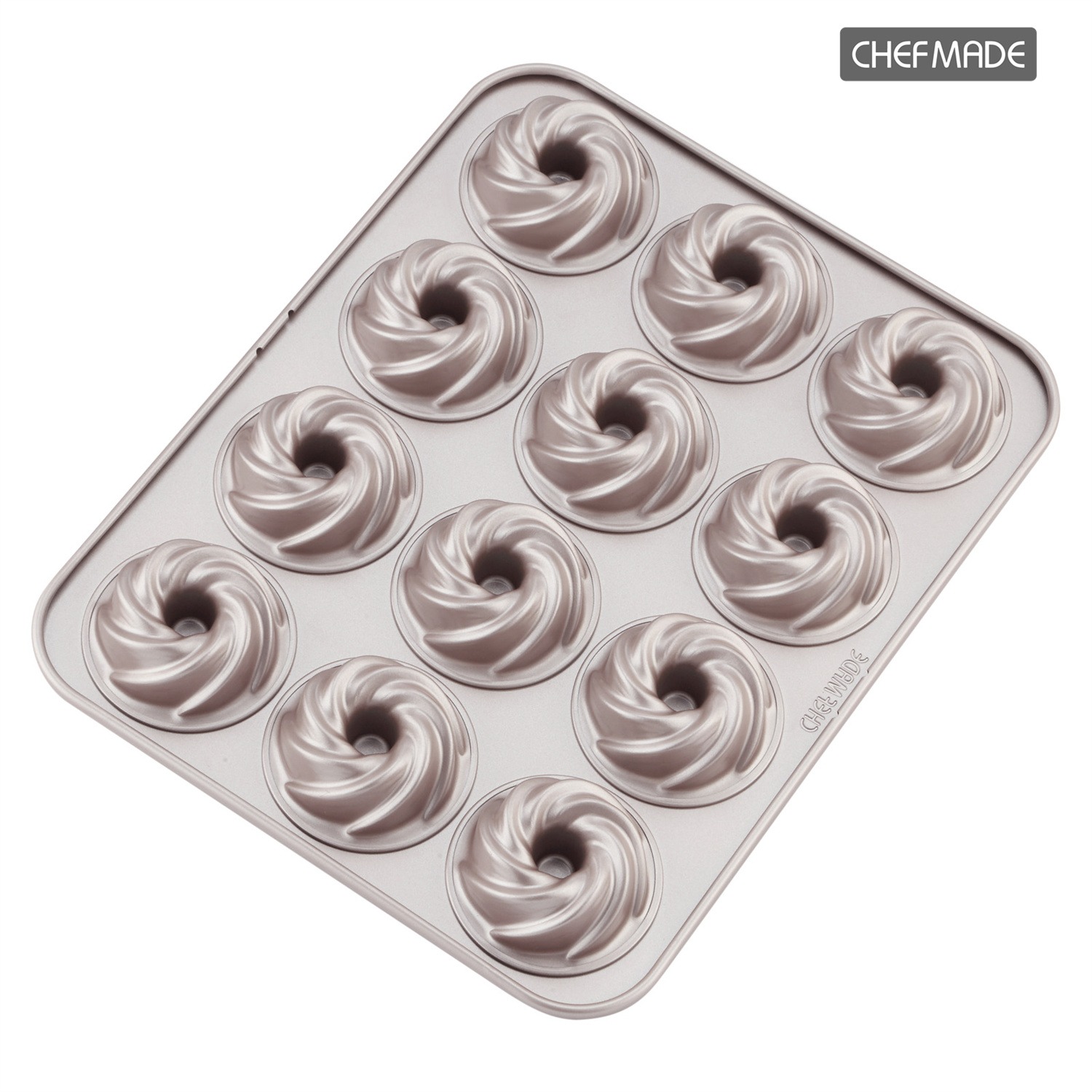 Get CHEFMADE Tube Cake Pan, 12-Cavity Non-Stick Cyclone Doughnut ...