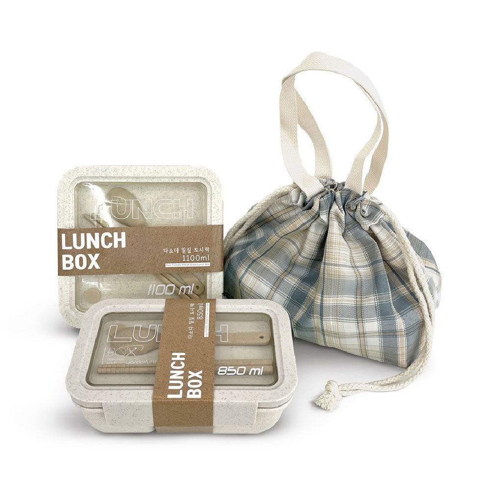 DASODA Wheat Straw Lunch Box (850ml + 1100ml + Bag) - Weee!