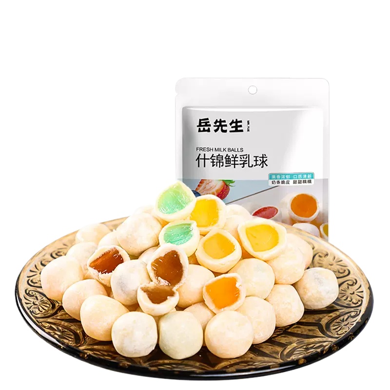 Get Mr. Yue's Crispy Fresh Milk Ball Snack Fruit Flavored Sandwich Soft Candy 108g * 1 Bag ...