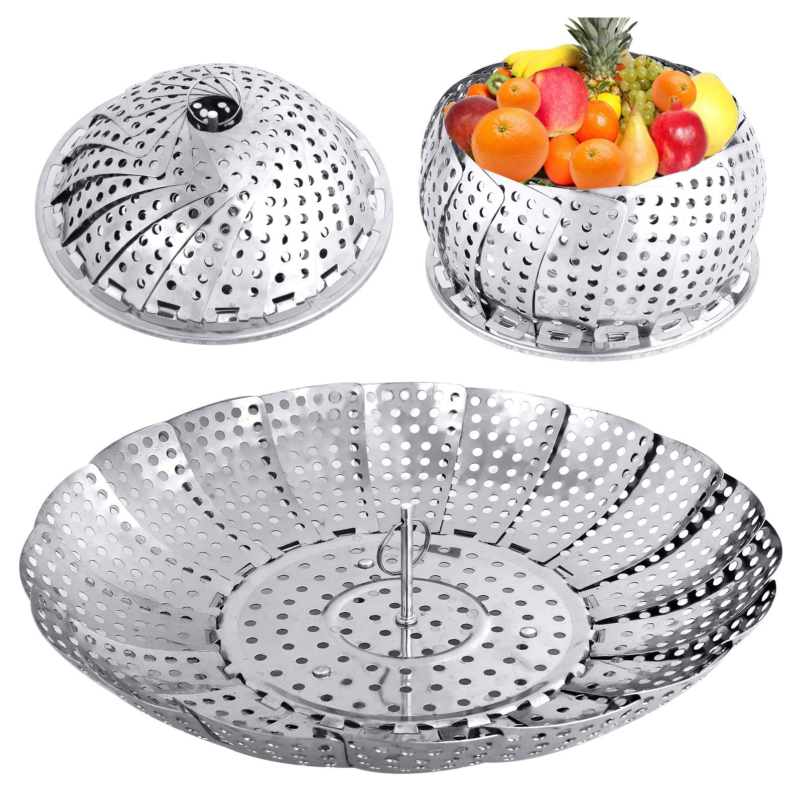 Veggie Vegetable Steamer Basket, Folding Steaming Basket, Metal ...