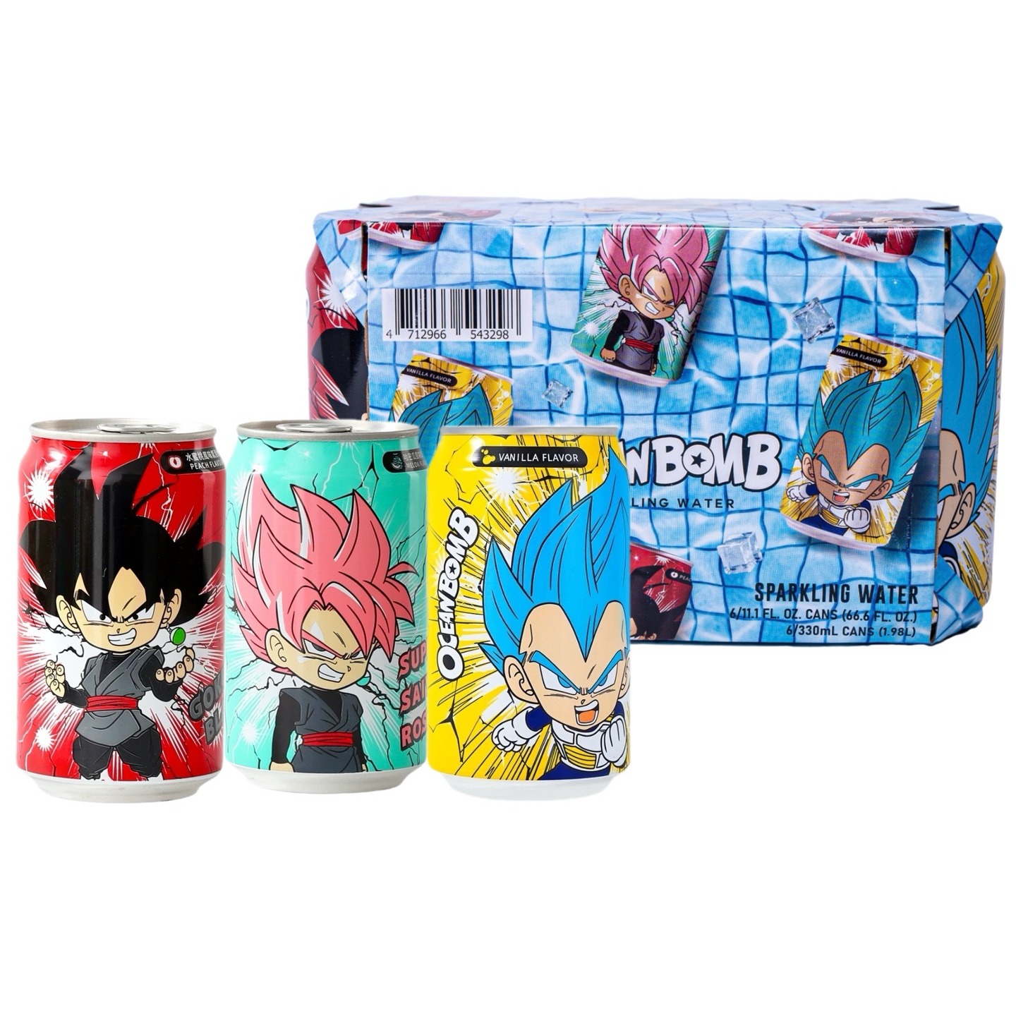 Get Ocean Bomb Dragonball Sparkling Water Mixed Flavor (Vanilla, White ...