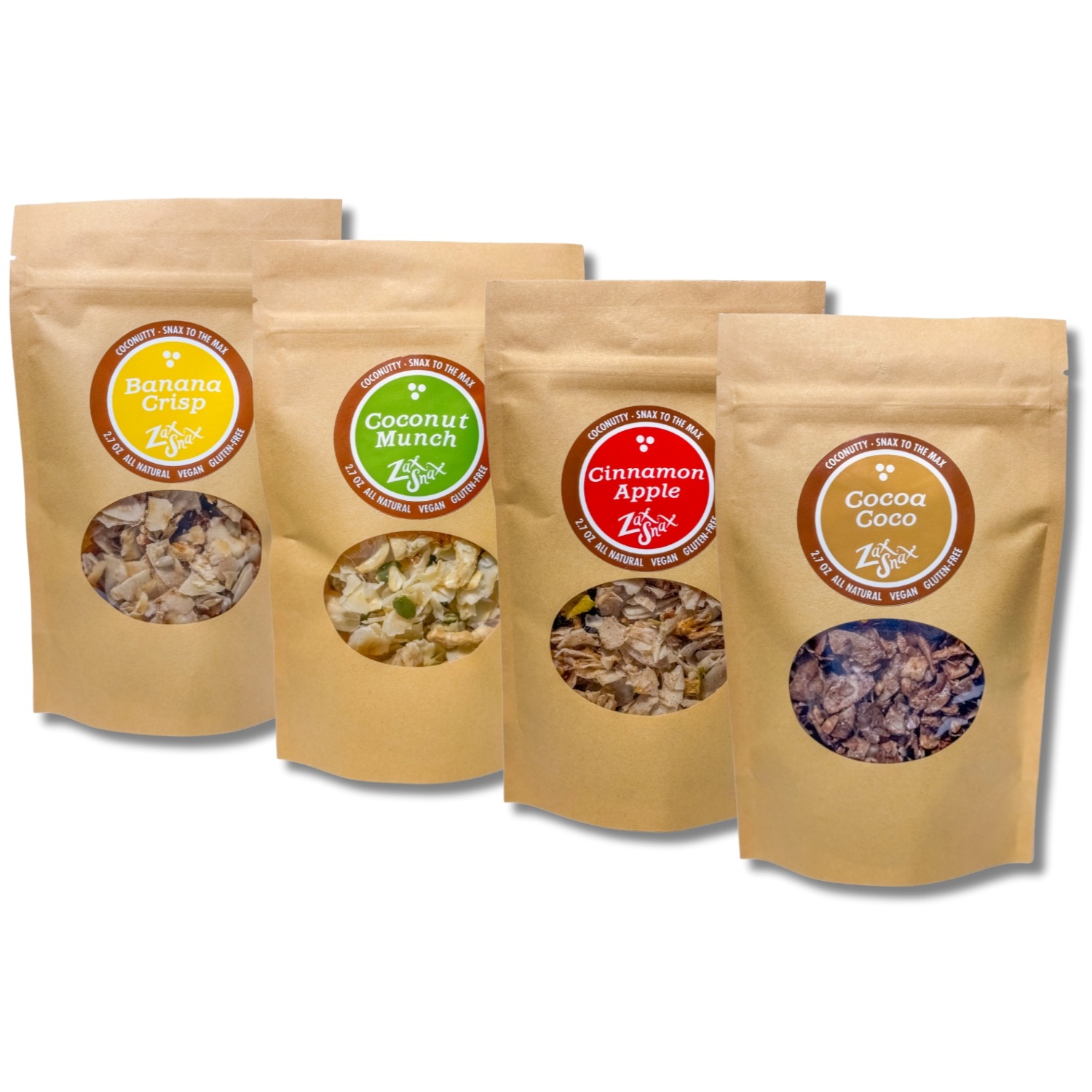 Get Zax Snax Coconut Snack Mix, Variety Pack, All-Natural Coconut Chips ...