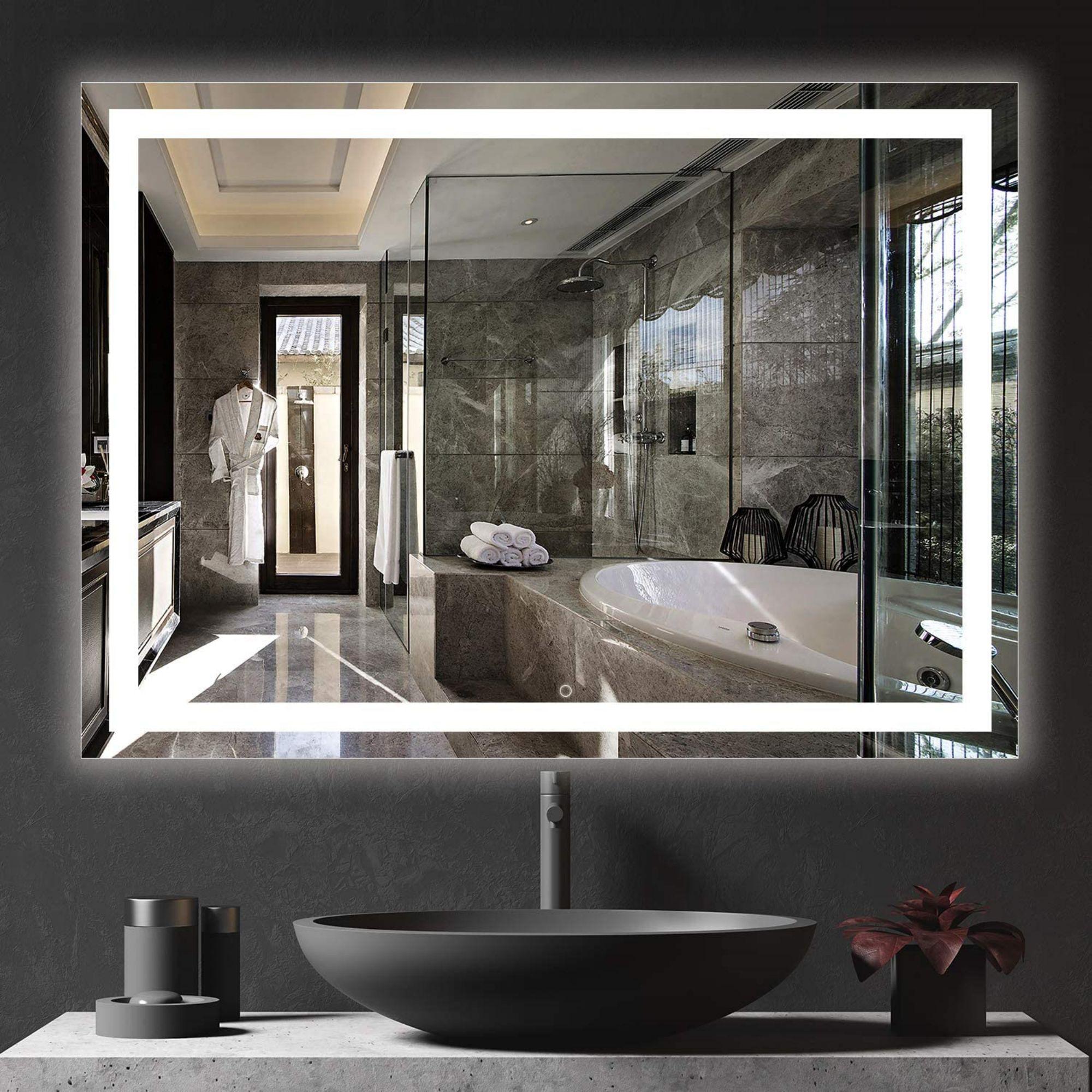 42 in. W x 30 in. H Rectangular Frameless LED Light Bathroom Vanity ...