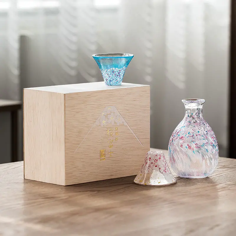 Get Toyo Sasaki Glass Sake Glass Set Sakura Fuji Sake Set 3 Piece Set ...