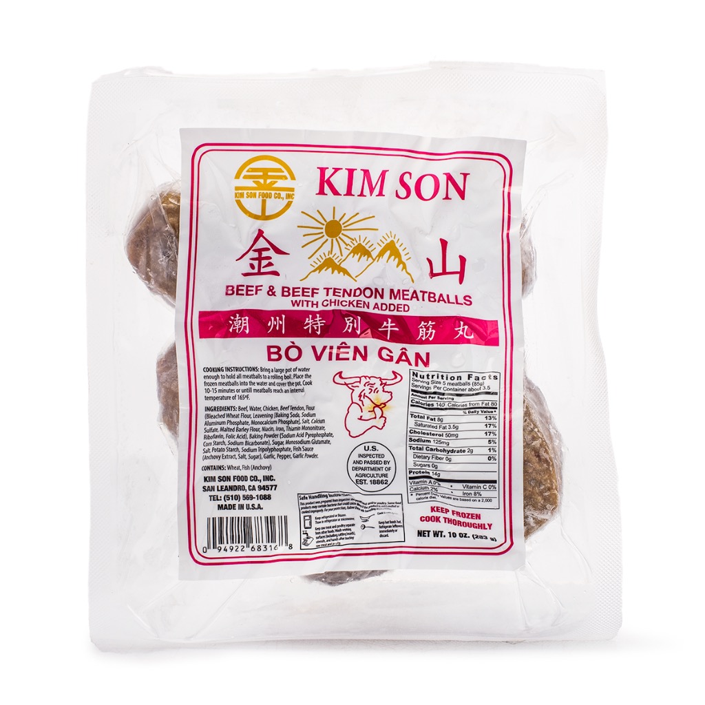 Kim Son Beef & Beef Tendon Meatballs with Chicken, Frozen - Weee!