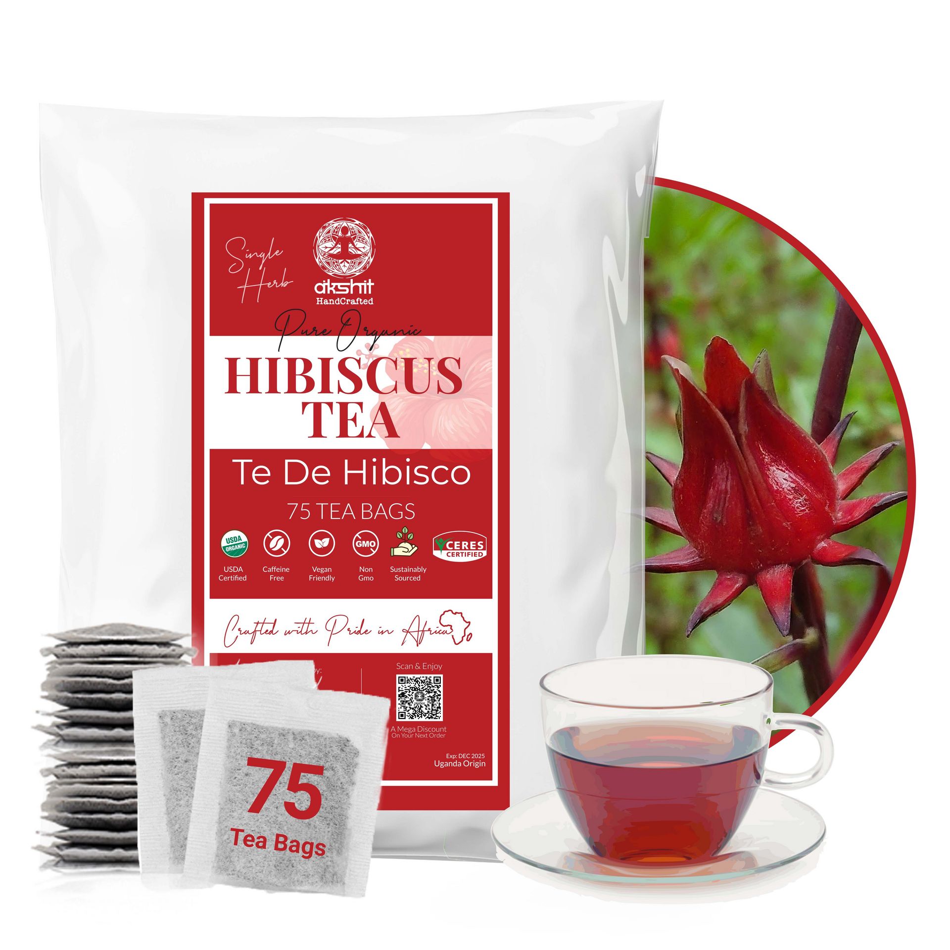 Get 75 Hibiscus Tea Bags, Pure Hibiscus Herbal Tea Delivered | Weee ...