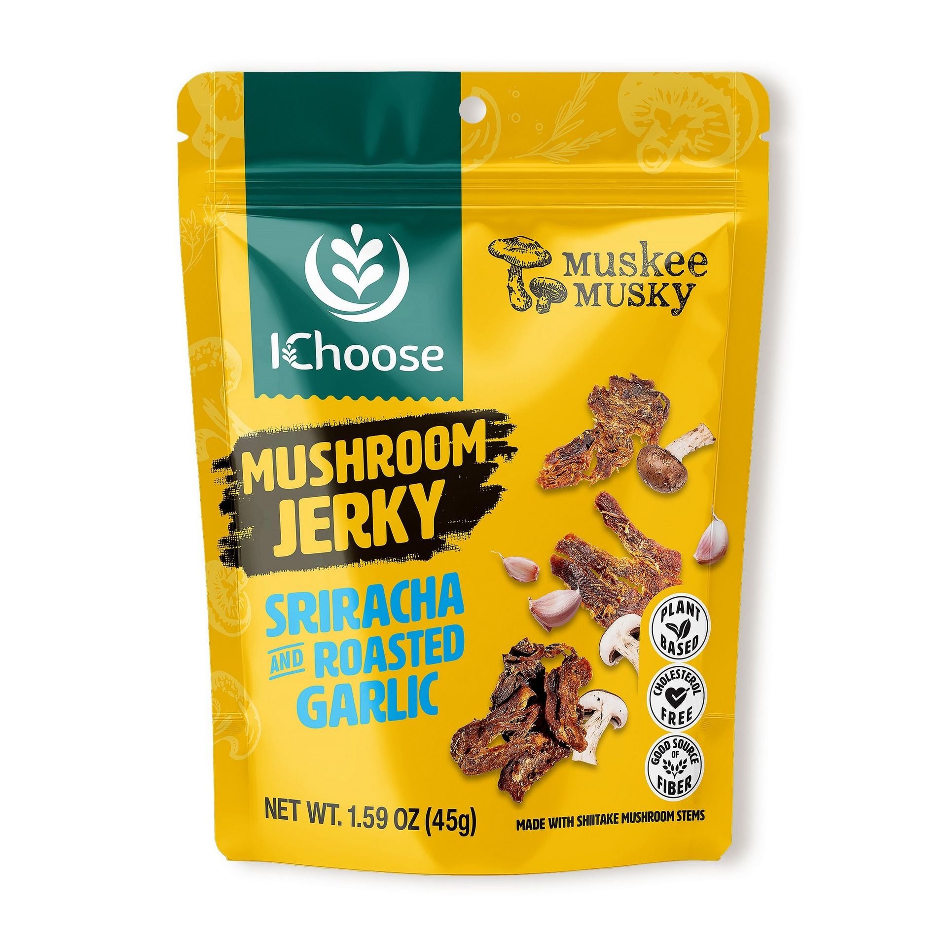 Get IChoose Muskee Musky Mushroom Jerky Sriracha & Roasted Garlic Vegan 1.59oz 45g Delivered ...