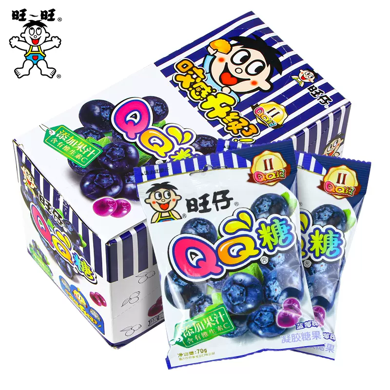 旺仔 qq糖 蓝莓味 果汁软糖 橡皮糖 70g 1袋装 - Weee!