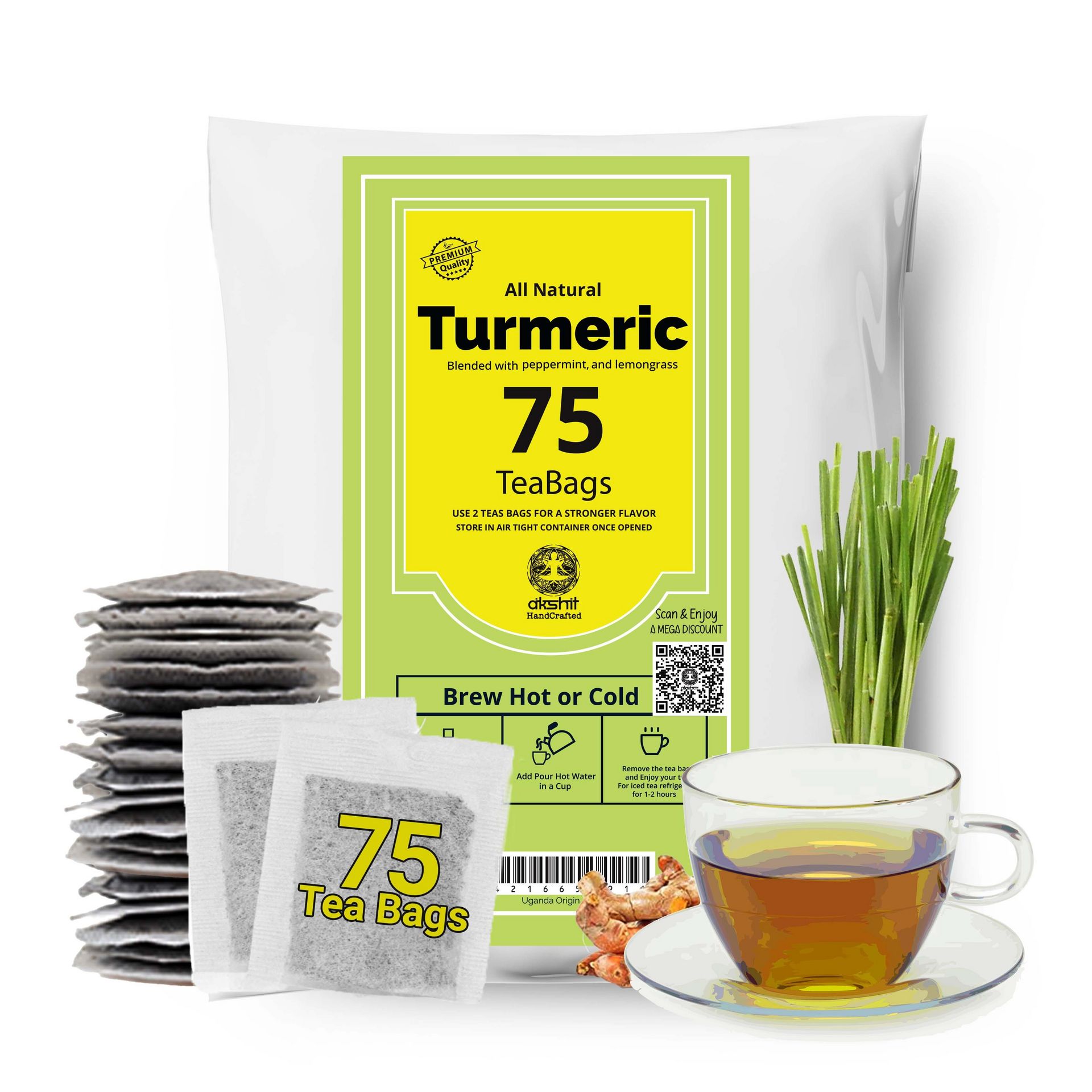 Get 75 Turmeric Tea Bags, Turmeric Black Pepper Blend Delivered | Weee ...