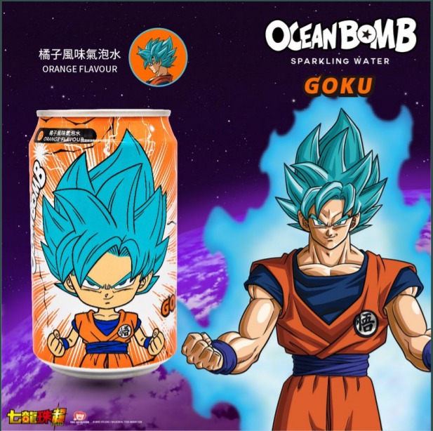 Ocean Bomb Dragon Ball Goku Sparkling Water, Orange Flavor - Weee!