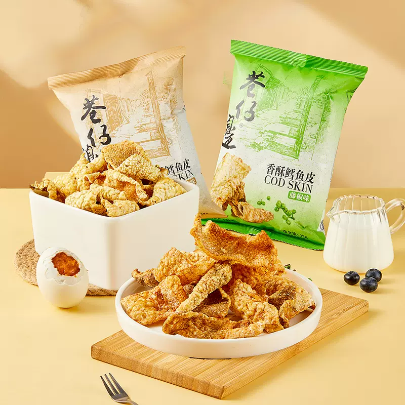 巷仔边香酥鳕鱼皮38g*1袋 蛋黄味 休闲零食 - Weee!