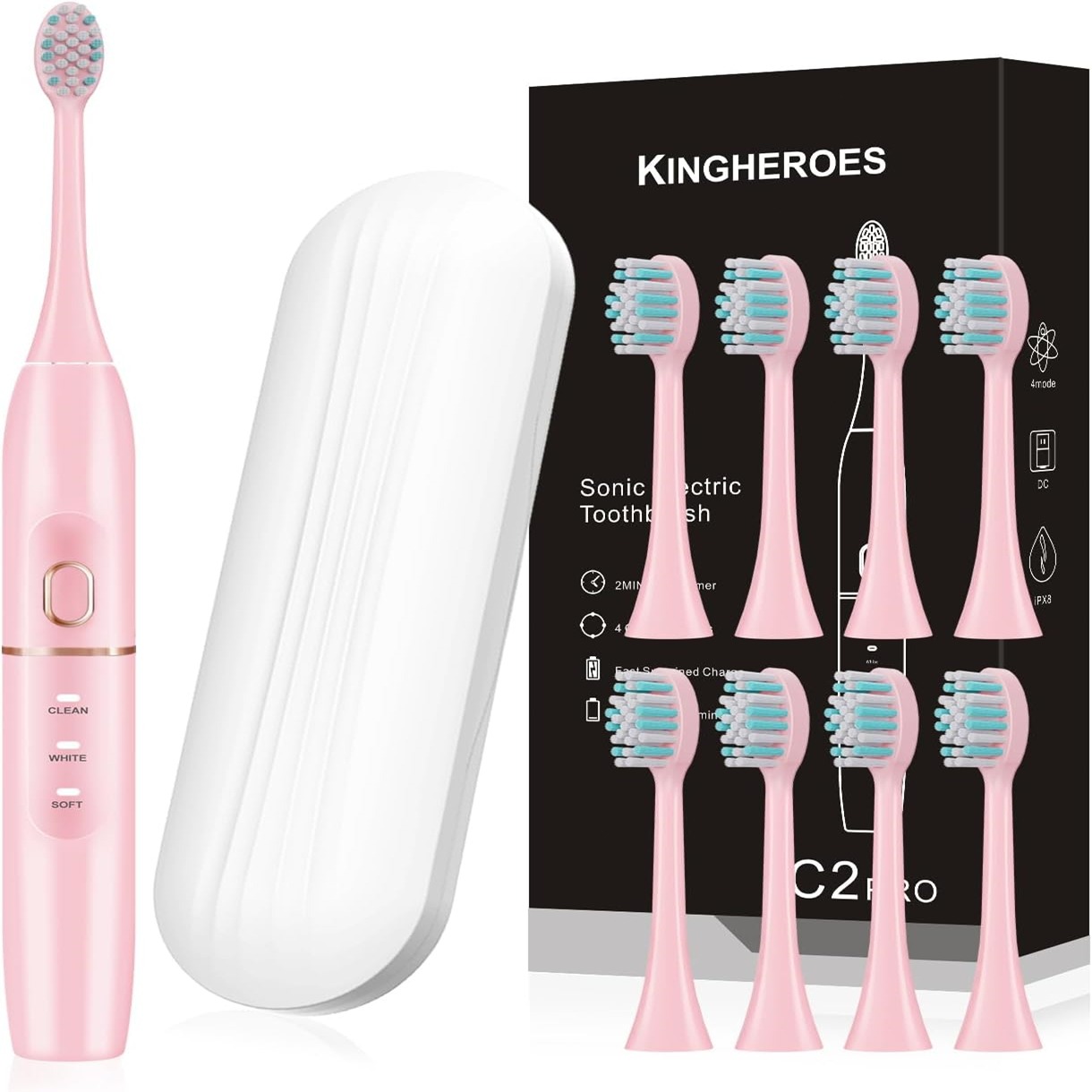 Get Electric Toothbrush Set with Case & 8 Brush Heads 1 each Delivered ...