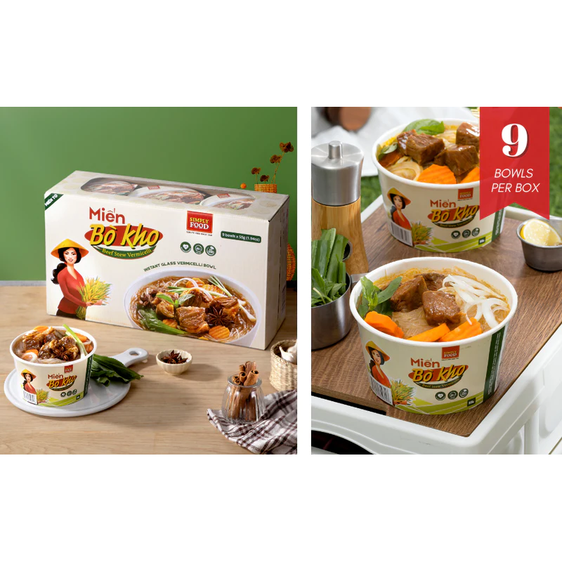 Get Simply Food Beef Stew Vermicelli Glass Instant Noodle Bowl pack of ...