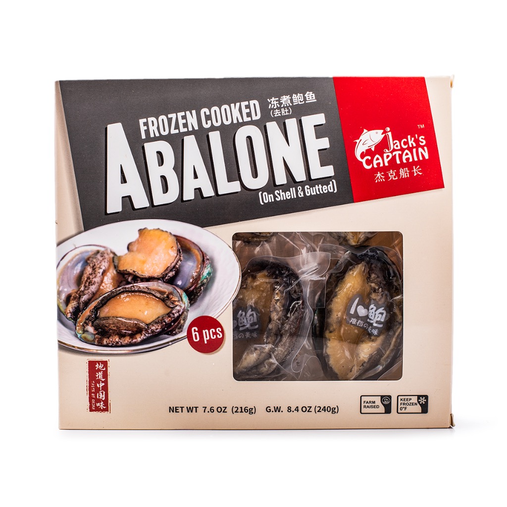 Jack's Captain Frozen Cooked Abalone, On Shell and Gutted 6pcs - Weee!