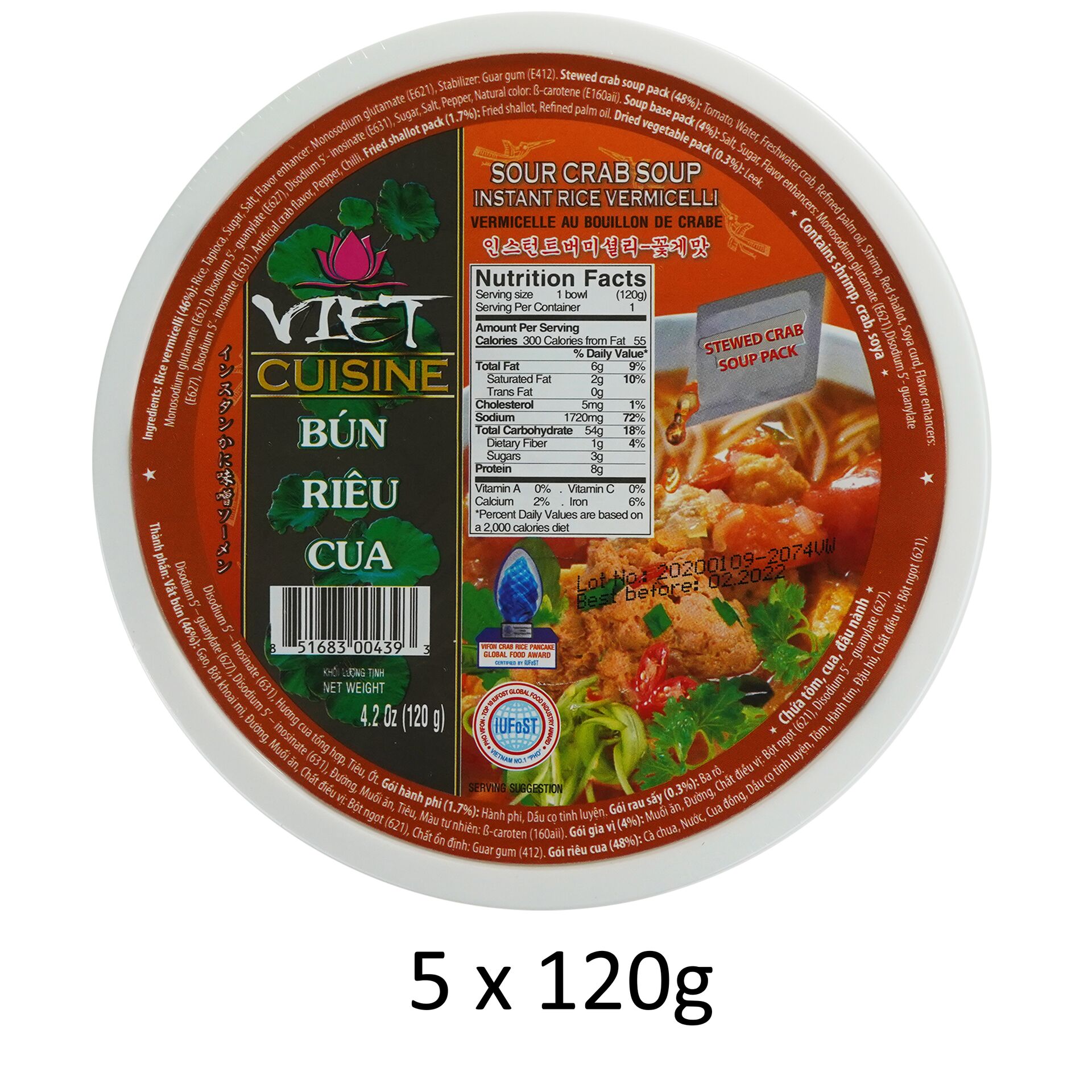 Get Viet Cuisine Sour Crab Instant Bean Thread Noodles pack of 5 ...