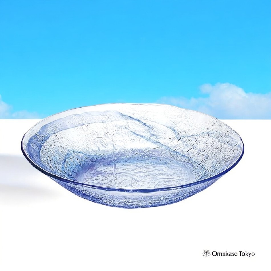 Toyo Sasaki Glass Ryuso Noodle Plate Blue - Weee!