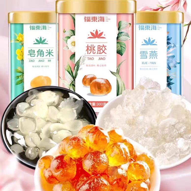 【福东海】桃胶雪燕皂角米组合装 天然无杂质胶养三宝 520g - Weee!