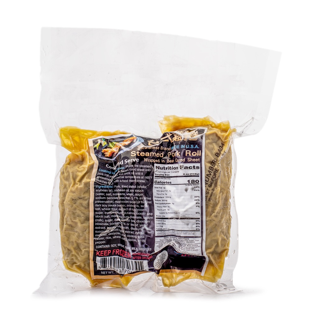 Get Taiwanese Brand Steamed Pork Roll Wrapped in Bean Curd Frozen Delivered | Weee! Asian Market