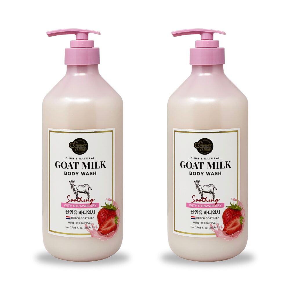 Shower Mate Goat Milk Strawberry Body Wash 2-Pack - Weee!