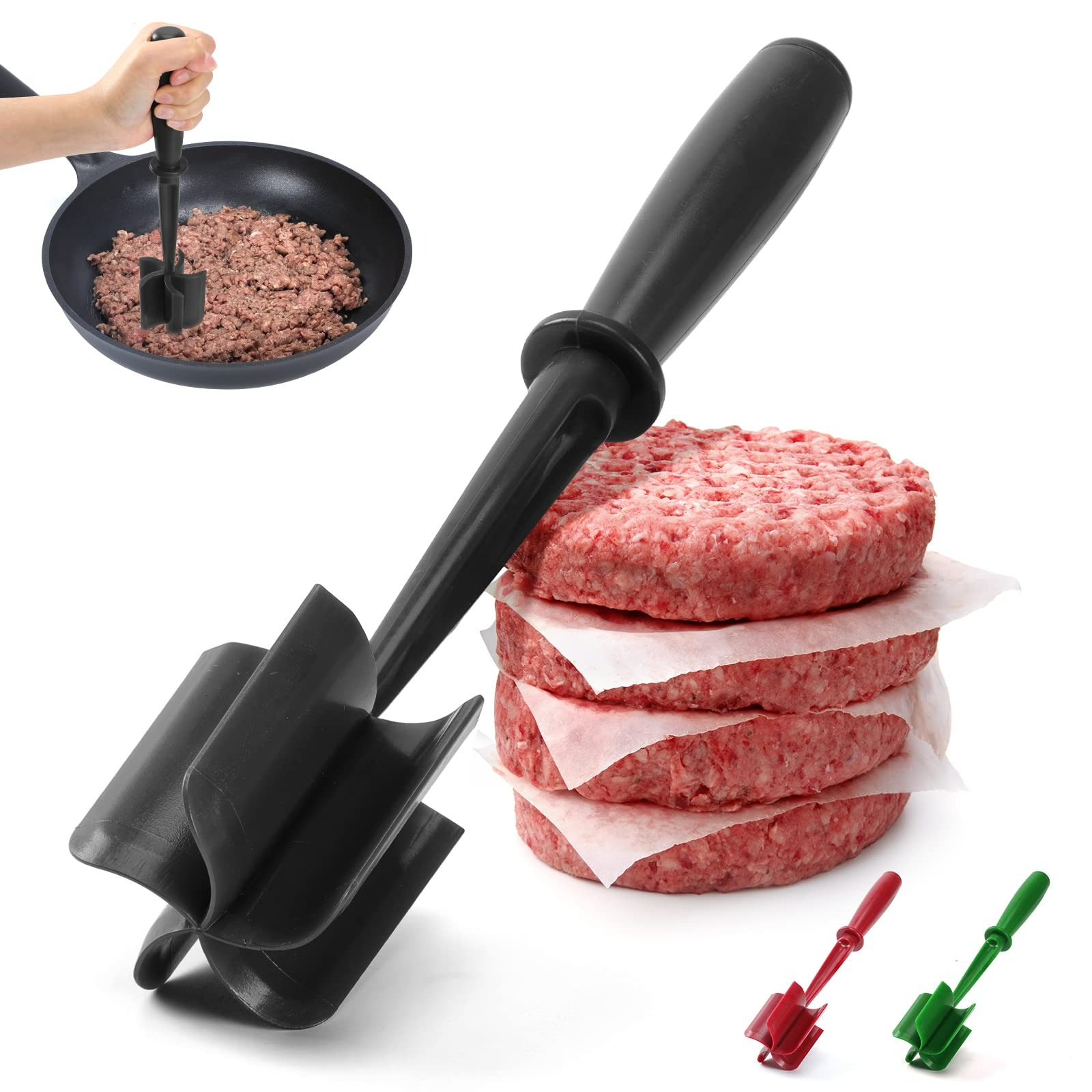 Get Premium Meat Chopper for Ground Beef - Heat Resistant Meat Masher ...