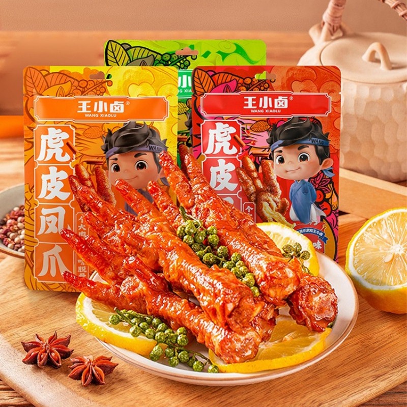 Get Wang Xiao Braised Tiger Skin Chicken Feet 68g*3 Delivered | Weee! Asian Market