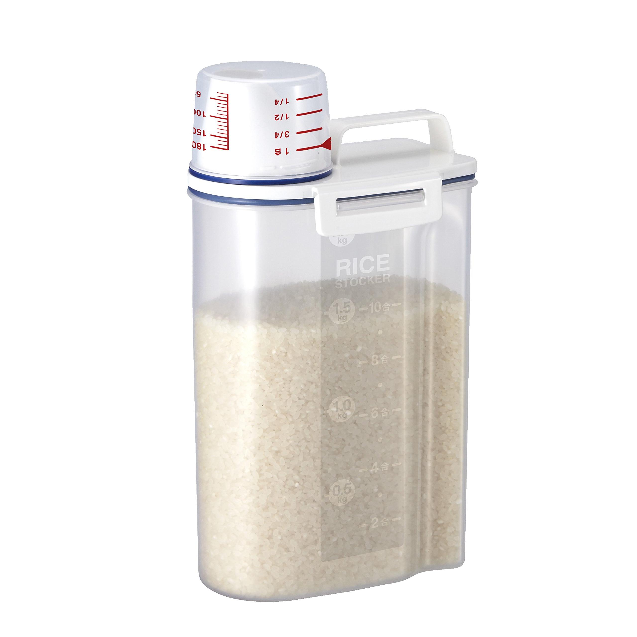 Get Asvel 7509 Rice Container Bin with Pour Spout Plastic Clear 2KG ...