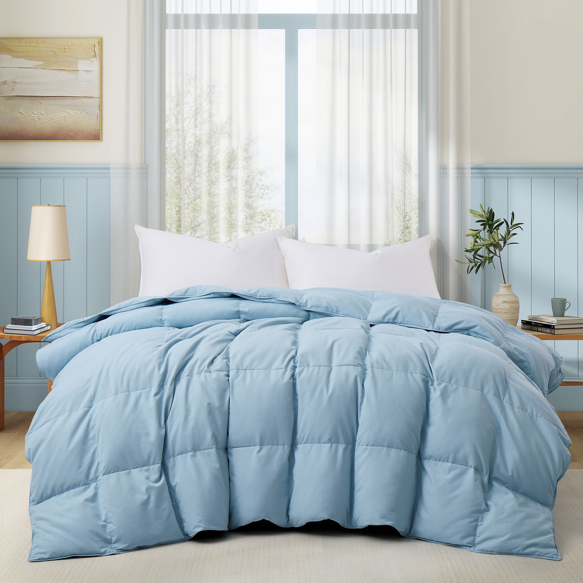 UNIKOME Summer Down Fiber Comforter Queen Blue - Weee!