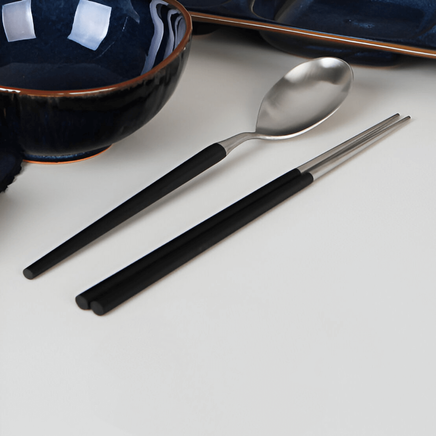 Get Golden Bell Solid Korean Spoon and Chopsticks - Black Delivered ...