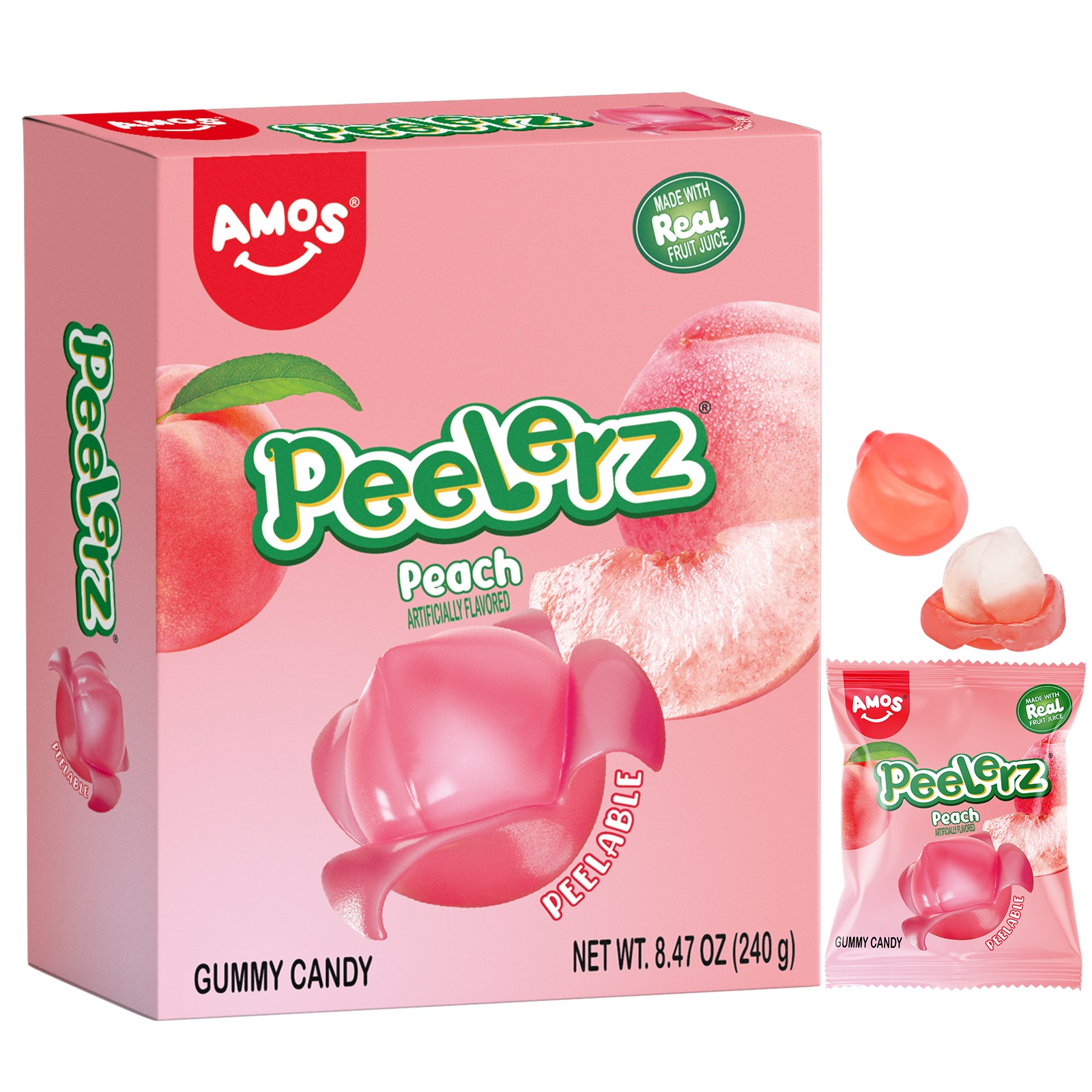 Get Amos Peelzer Gummy Peach Peeling Candy(10ct) 8.47 oz Delivered ...