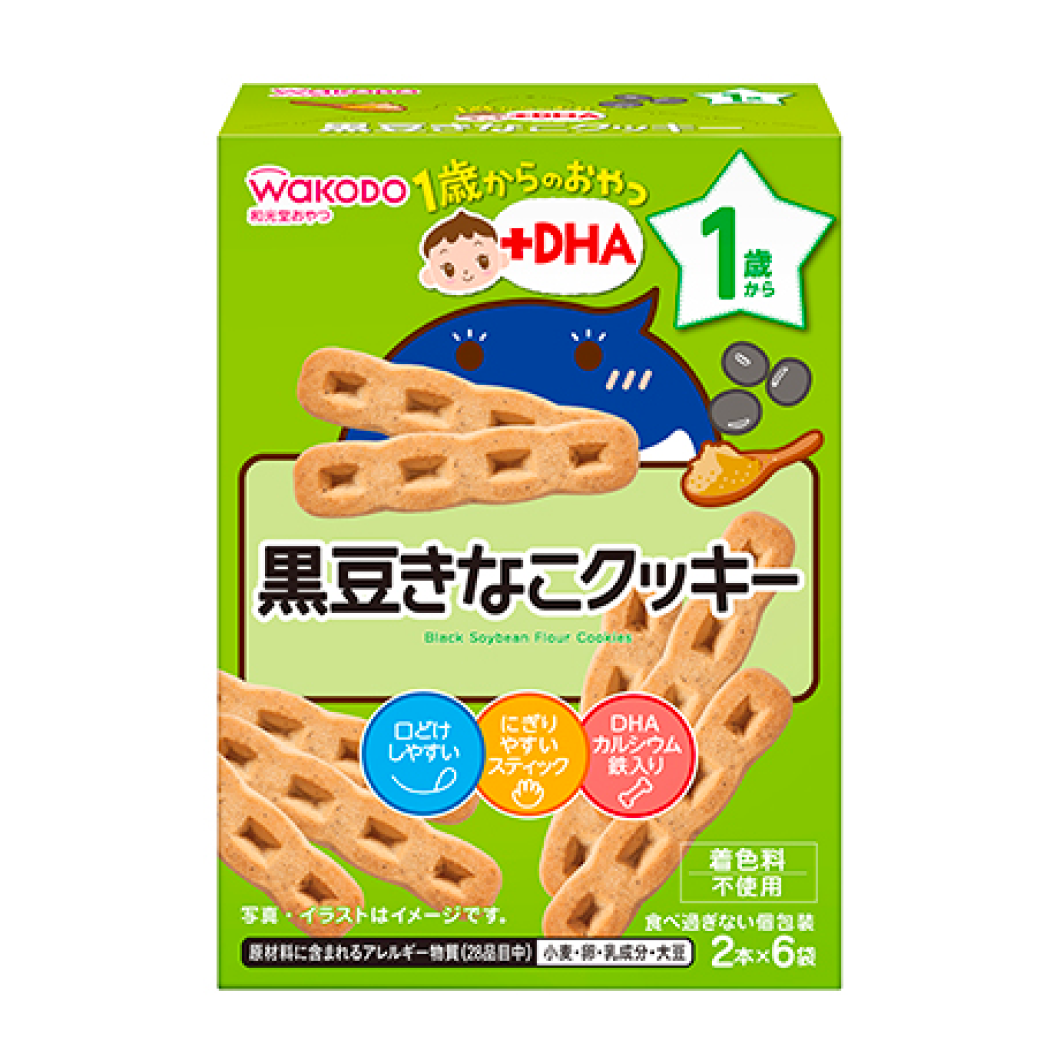 Get Wakodo Snack 1+ DHA Black Bean Kinako Cookie 2x6 1 box Delivered ...