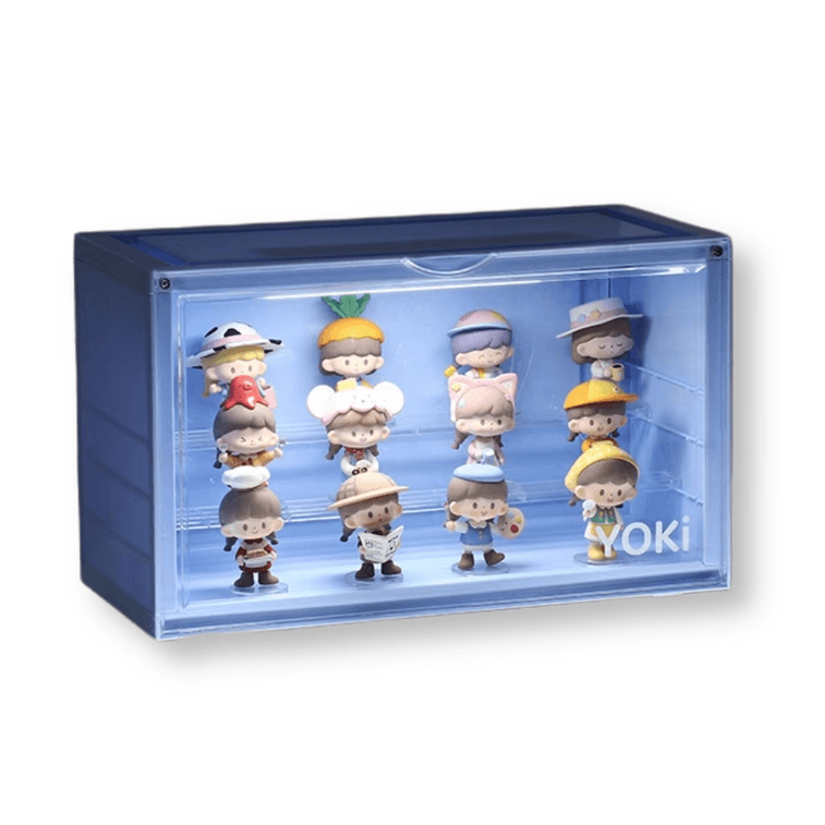 Get LED Light Blind Box Toy Storage Box Pop Mart Display Case Blue 17* ...