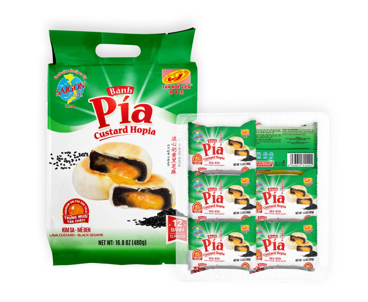 Get Banh Pia Lava Custard Hopia with Black Sesame, Frozen Delivered ...