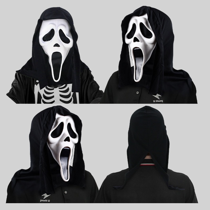 Scream Horror Mask Hood Masquerade Skull Grimace Headdress Halloween ...