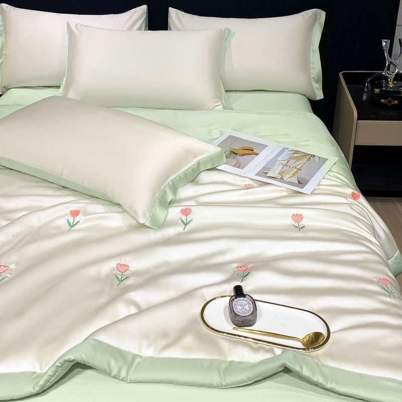 Get Cooling Quilt 4Pcs Set Tulip Green-Double Size Delivered | Weee ...