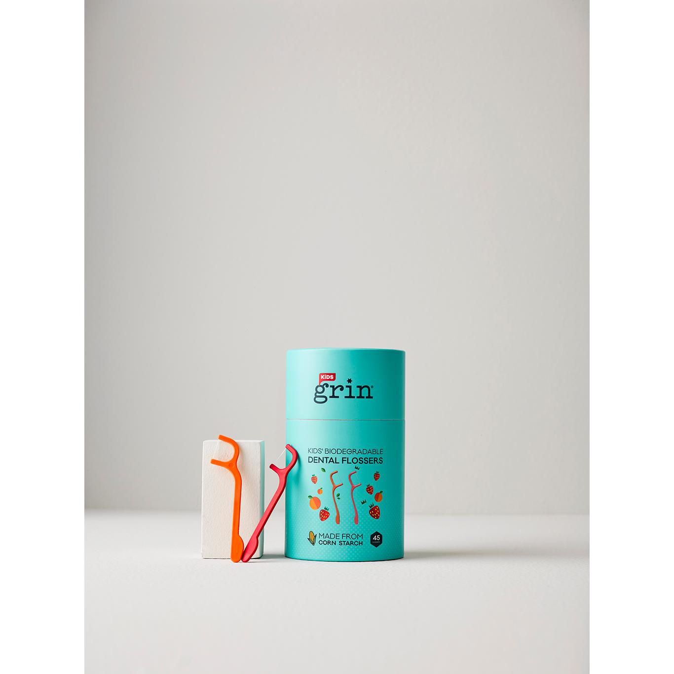 grin kids oral care pack-strawberry paste, orange toothbrush and kid ...