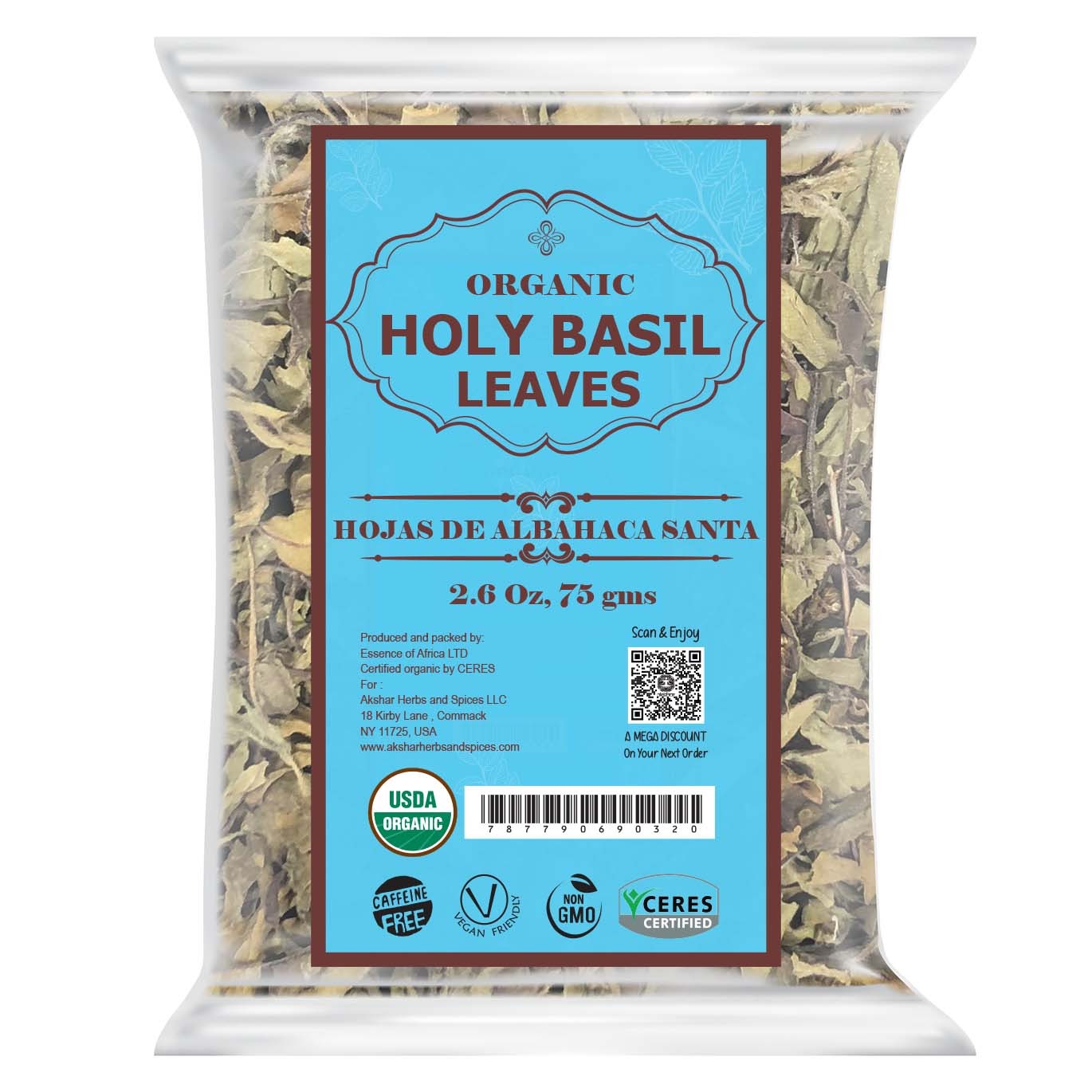 Dried Holy Basil Leaves, Holy Basil Tea, Tulsi Loose Leaf Tea, 2.6 Oz - Weee!