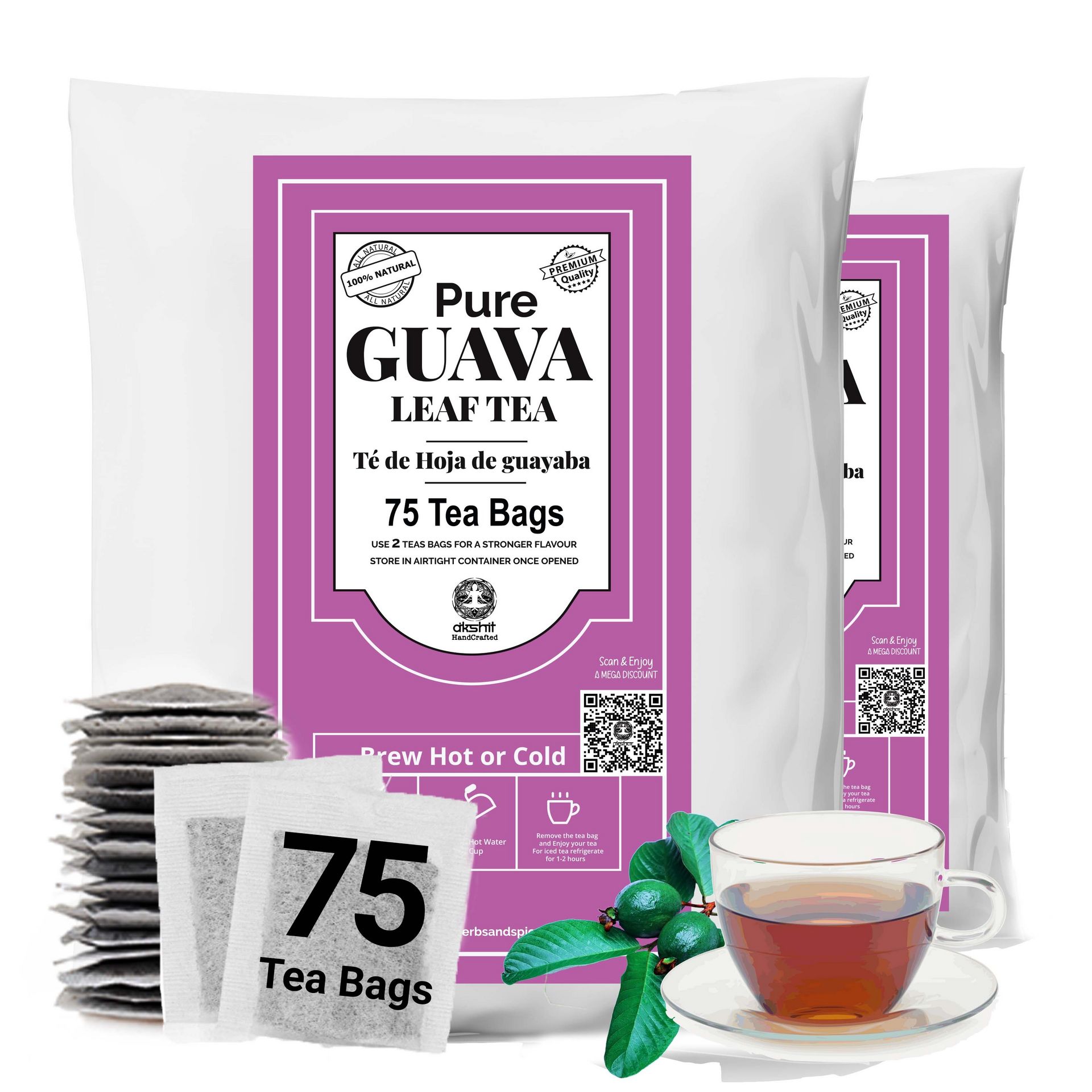 Get 150 Guava Tea Bags, Pure Guava Leaf Tea,Herbal Tea Delivered | Weee ...