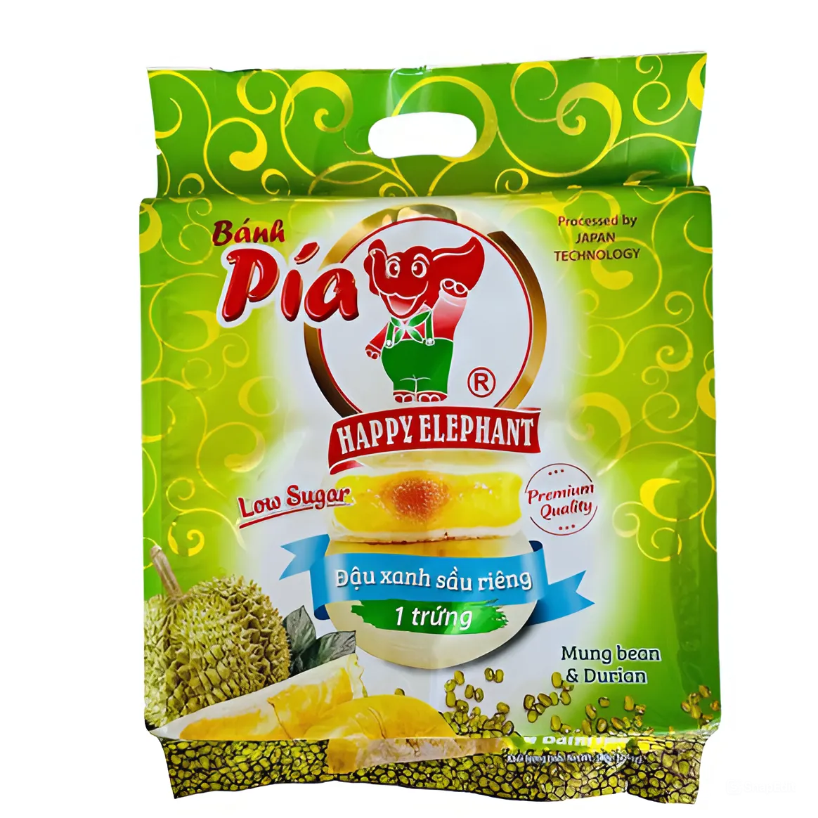 Get Happy Elephant Pia Cake Mung Bean Durian ( 1 Yolk ) 500g Delivered ...