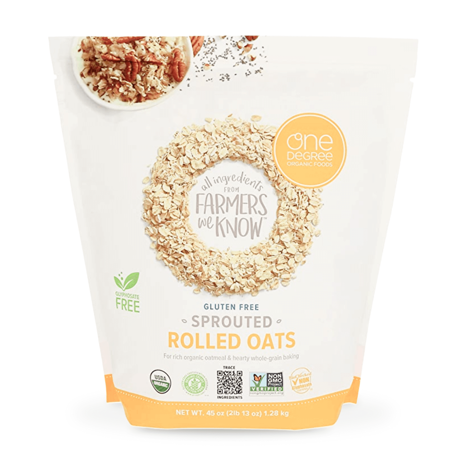 Get One Degree Organic Sprouted Rolled Oats - 45 oz Delivered | Weee ...