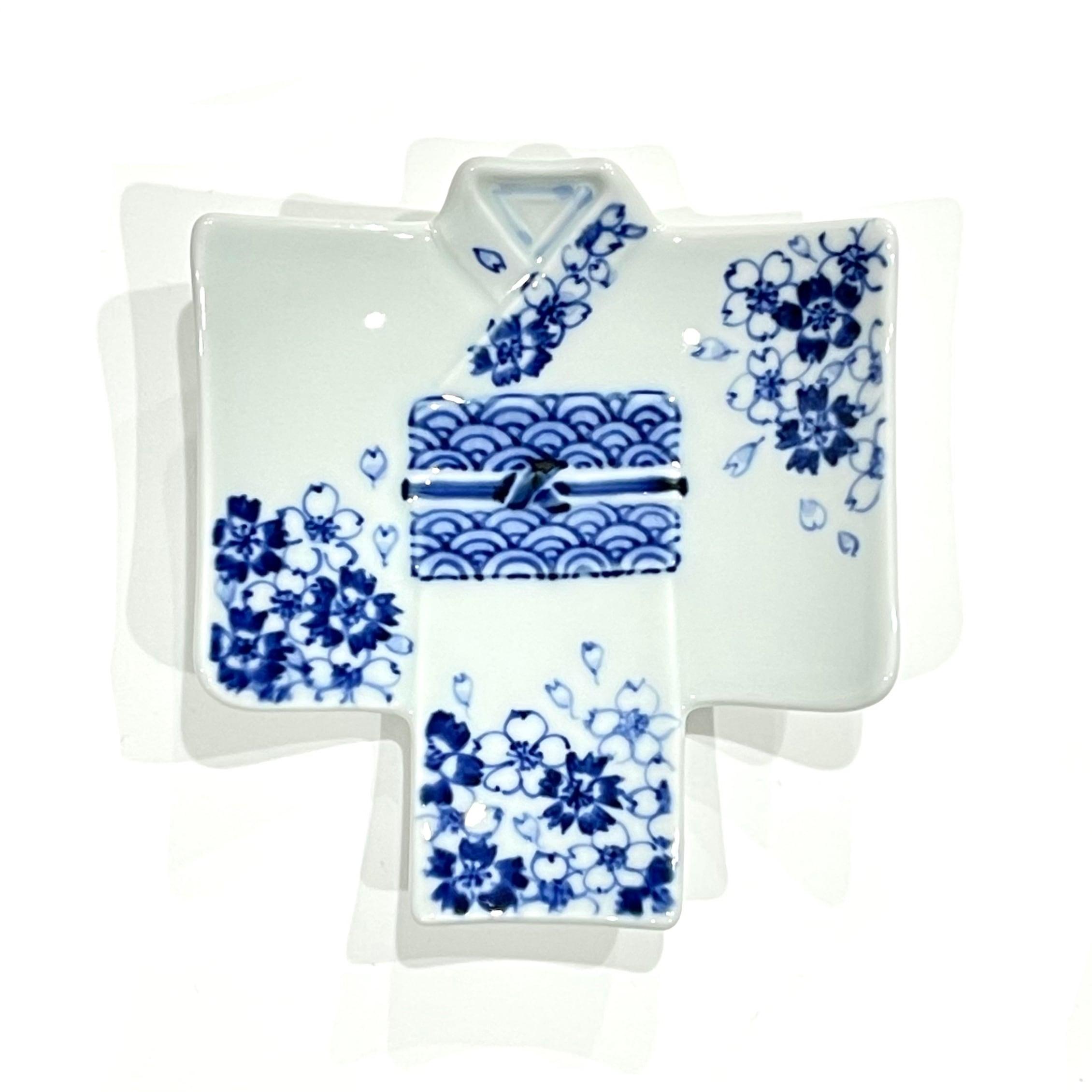 Japan Arita Ware Kimono Plate Giftbox Blue - Weee!