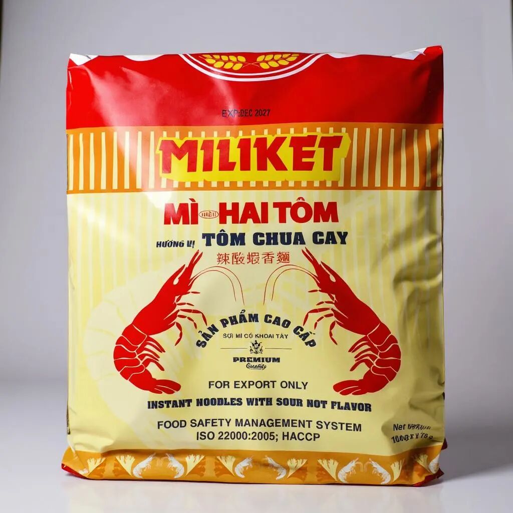 MILIKET Spicy Sour Shrimp Flavor Instant Noodles - Weee!