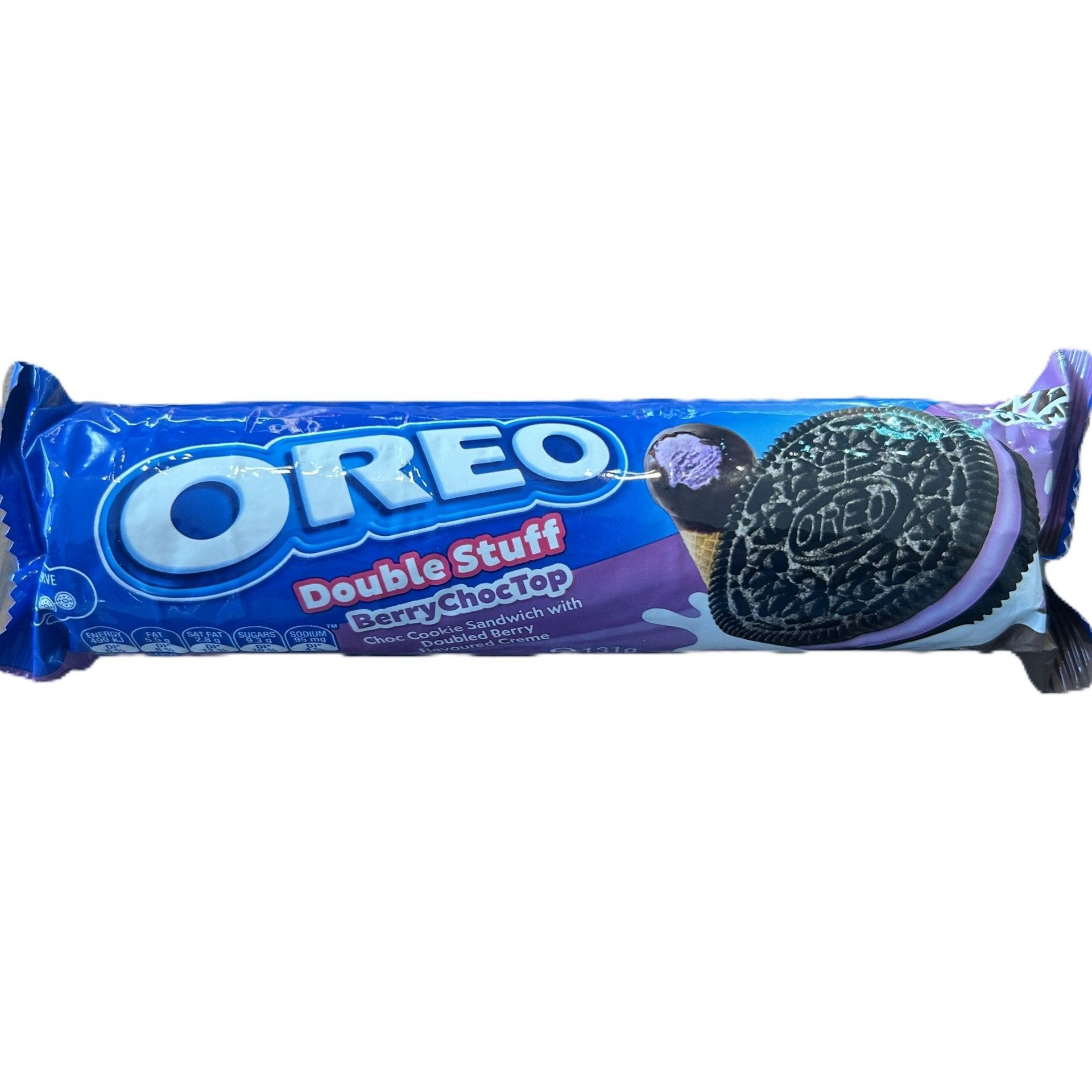 Get Oreo Double Stuff Berry Choc Top Cookie Sandwich 131g (Australia ...