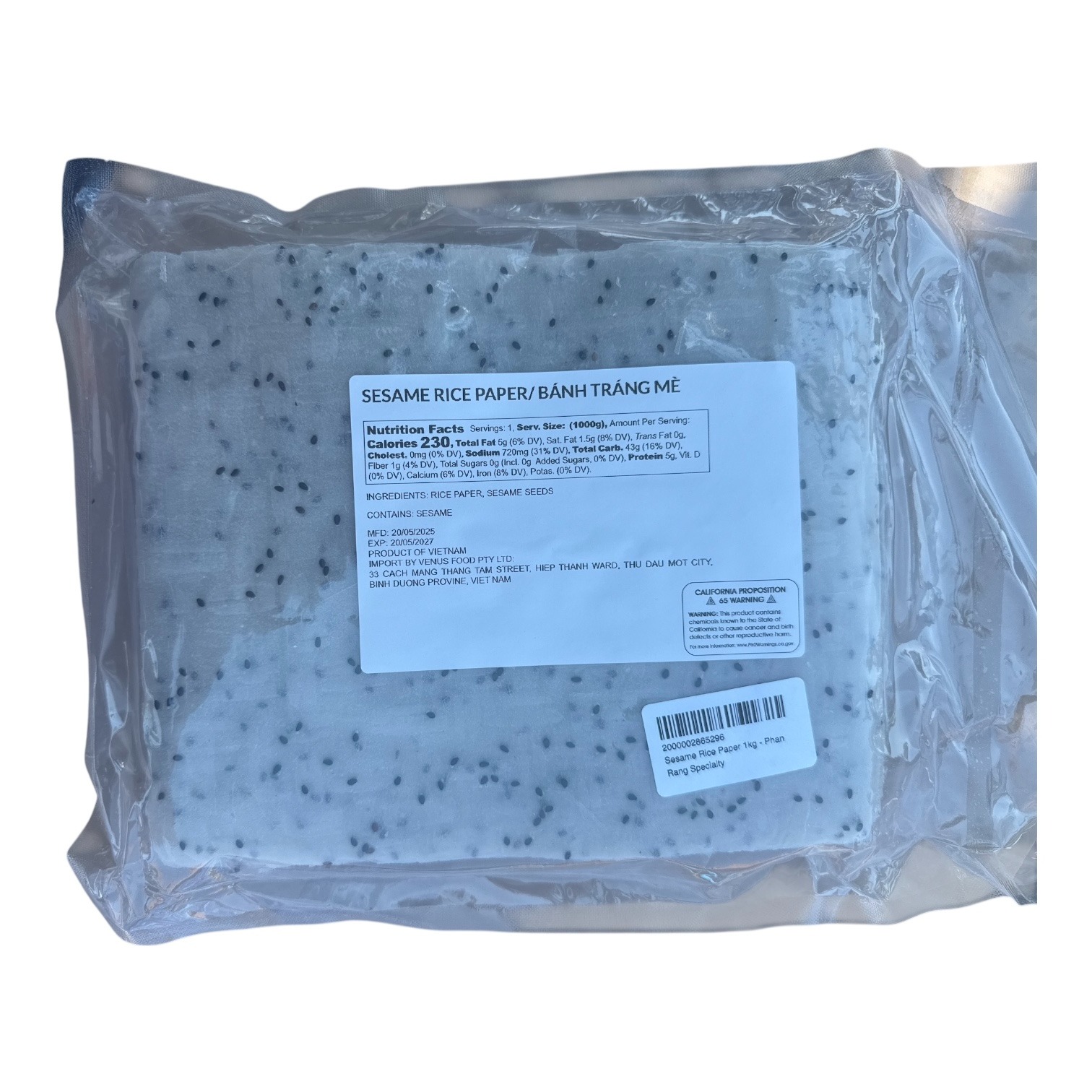Get Sesame Rice Paper 1kg - Phan Rang Specialty 1000 g Delivered | Weee ...