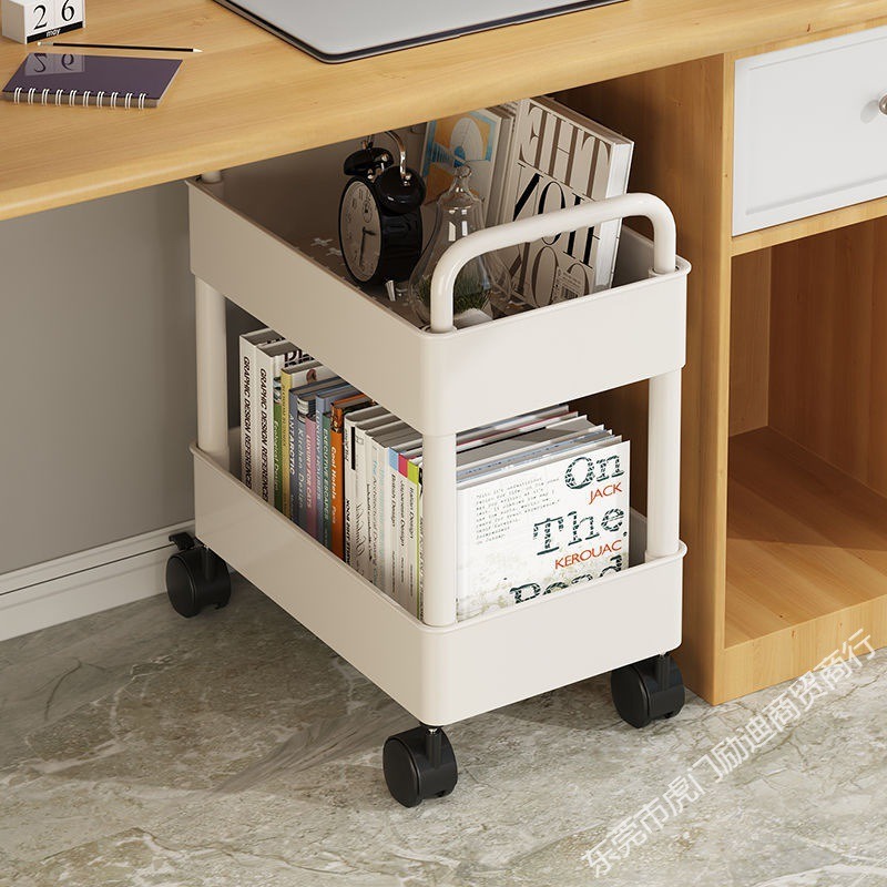 Get 2 Tire White Under Desk Storage Rack with Wheels Delivered | Weee ...