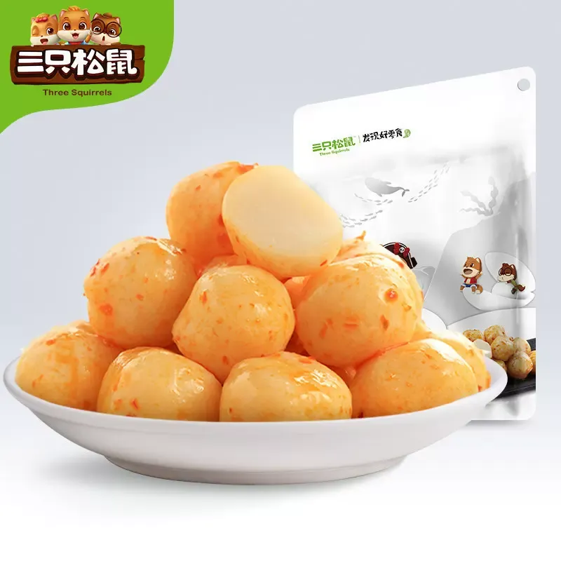 Get Three Squirrels Naughty Fish Eggs 120g * 1 Bag Spicy Fish Balls Instant Delivered | Weee ...